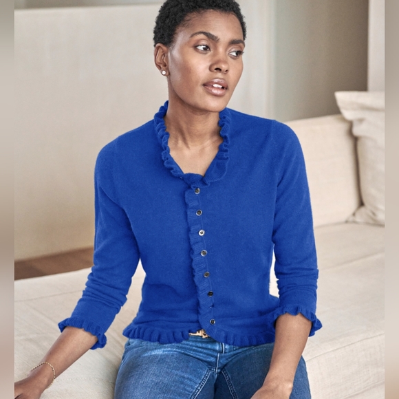 Pure Collection | Sweaters | Pure Collection 0 Cashmere Blue Ruffle ...
